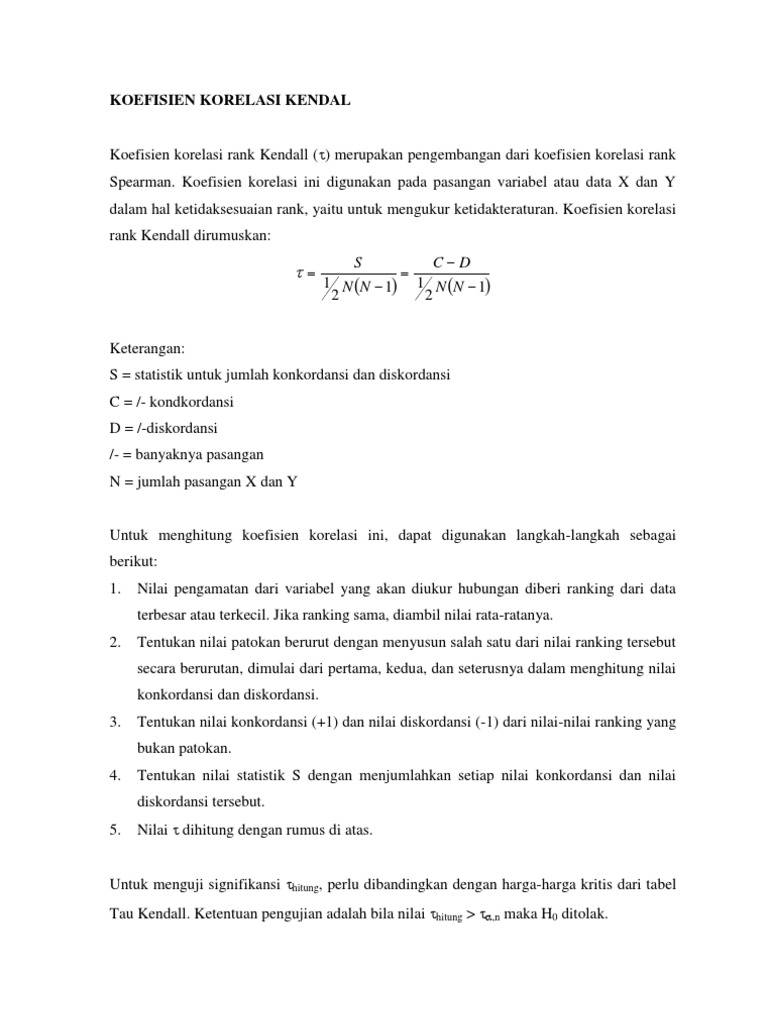 Koefisien Korelasi Kendall Tau | PDF