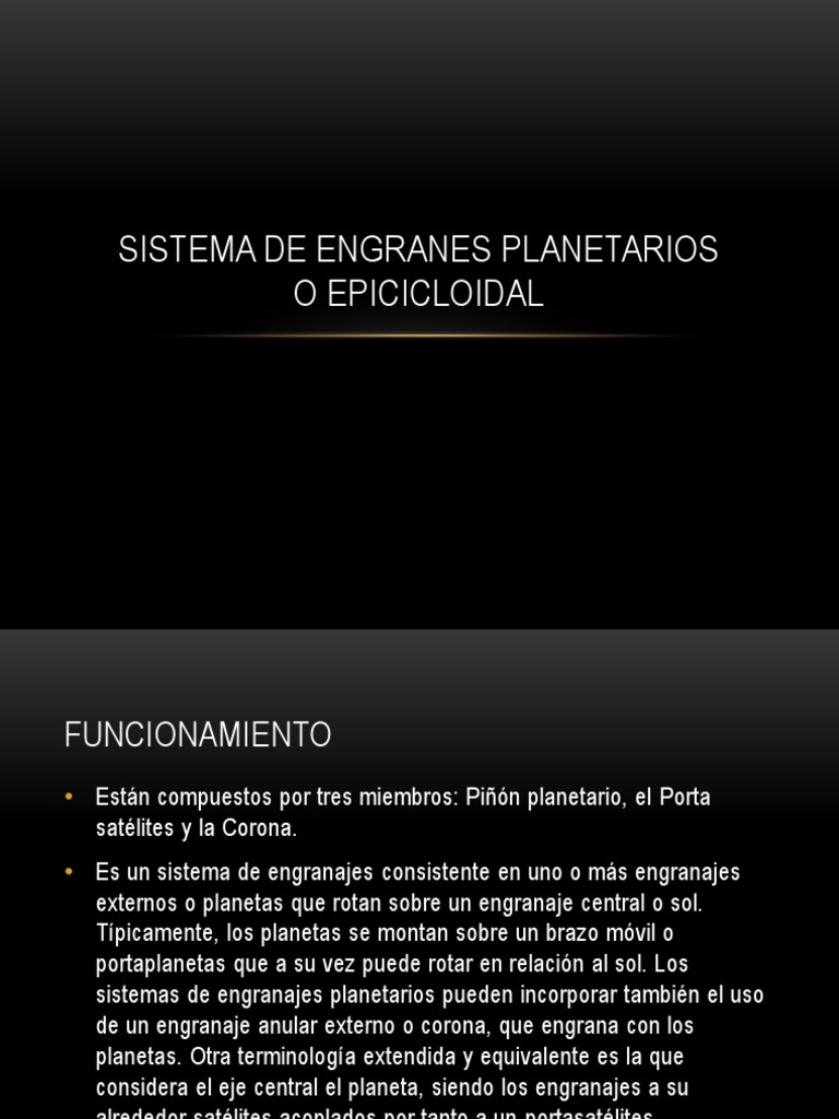 Sistema de Engranes Planetarios | PDF | Engranaje | Transmisión (Mecánica)