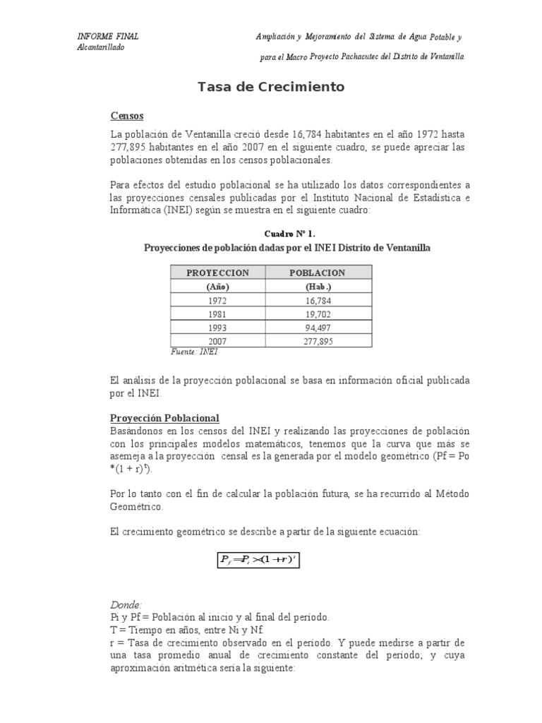 Proyecciones De Población En Ventanilla Pdf Macroeconómica 9151