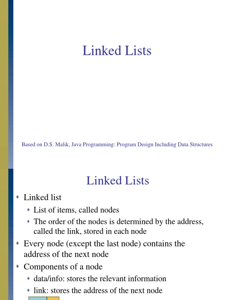 Lecture LinkedLists D.S. Malik | PDF | Class (Computer Programming) | Information Technology ...