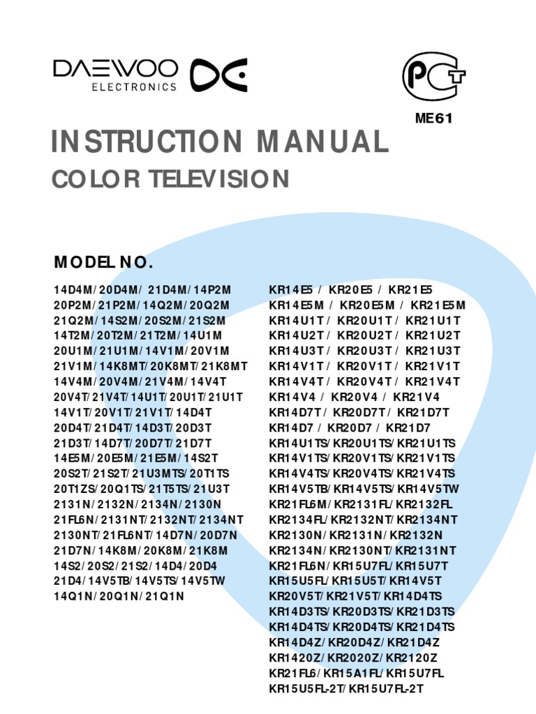 Manual Daewoo TV | PDF | Menu (Computing) | Electronics