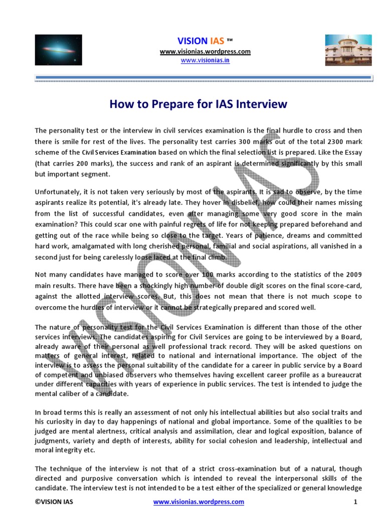 How To Prepare For IAS Interview - Vision IAS - VVV | PDF | Body ...