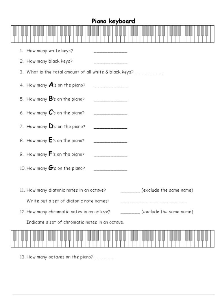 Beginner Piano Intervals Worksheet | PDF | Interval (Music) | Music Theory