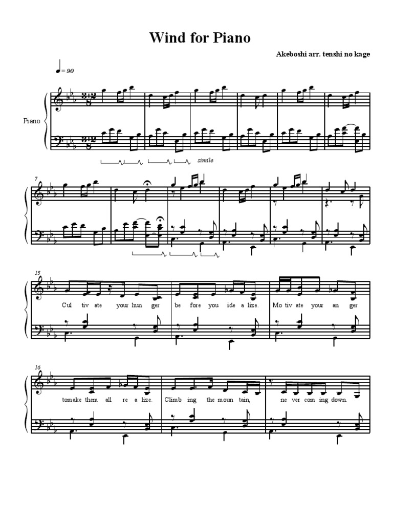 Akeboshi - Wind (Complete Version) Sheet Music | PDF