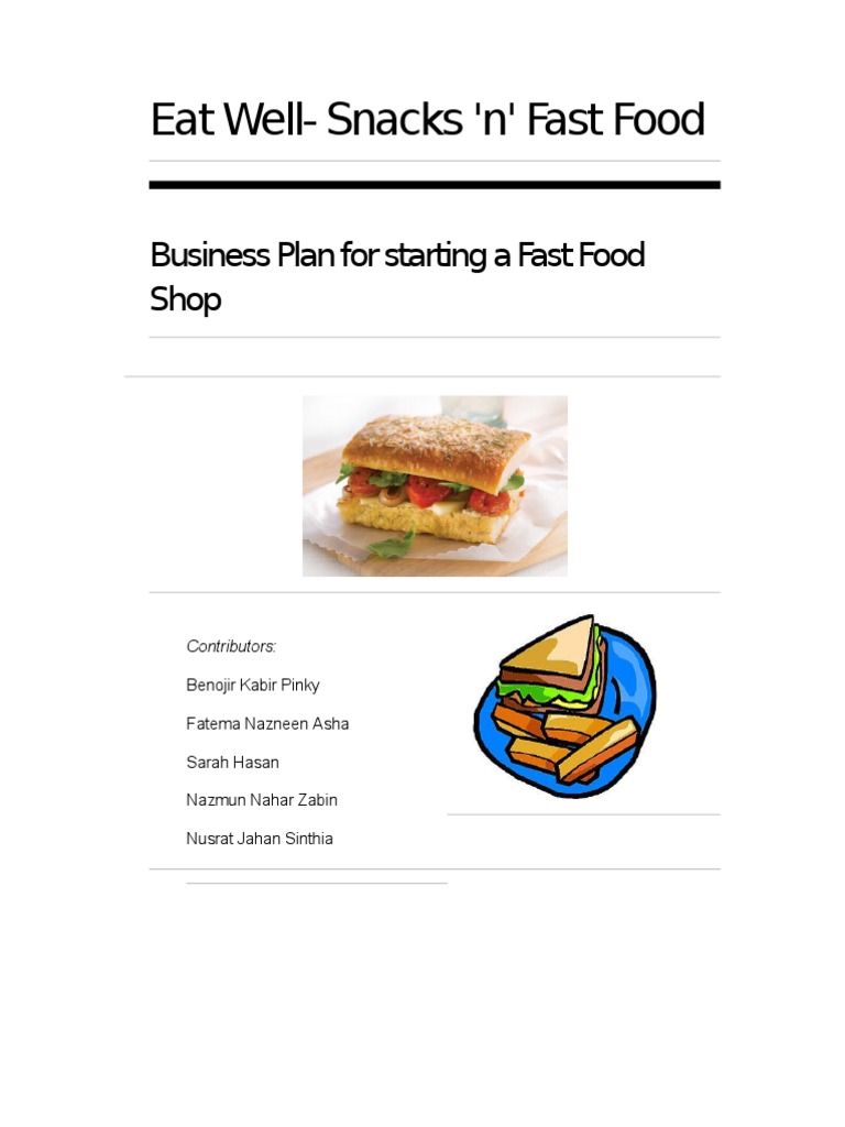 Eat Well Business Plan | PDF | Fast Food Restaurants | Gross Margin