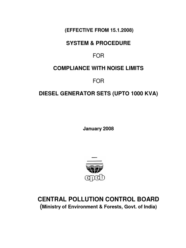 CPCB Norms For DG Set Noise PDF | PDF | Verification And Validation | Noise