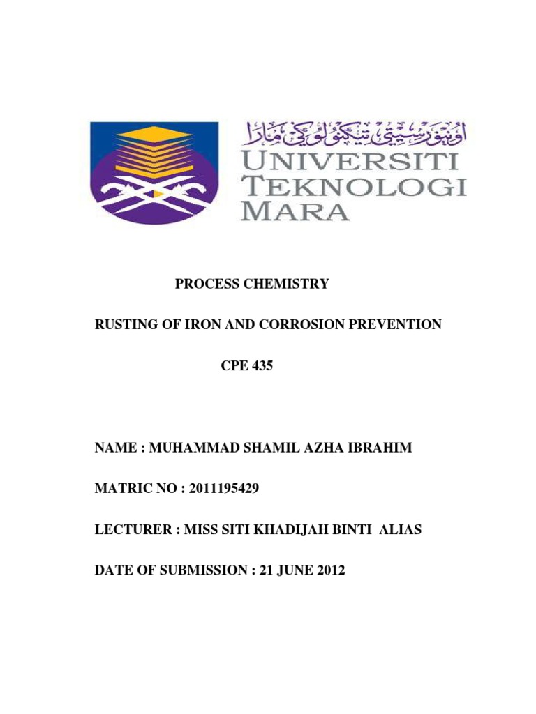 RUSTING OF IRON AND CORROSION PREVENTION | PDF | Rust | Redox