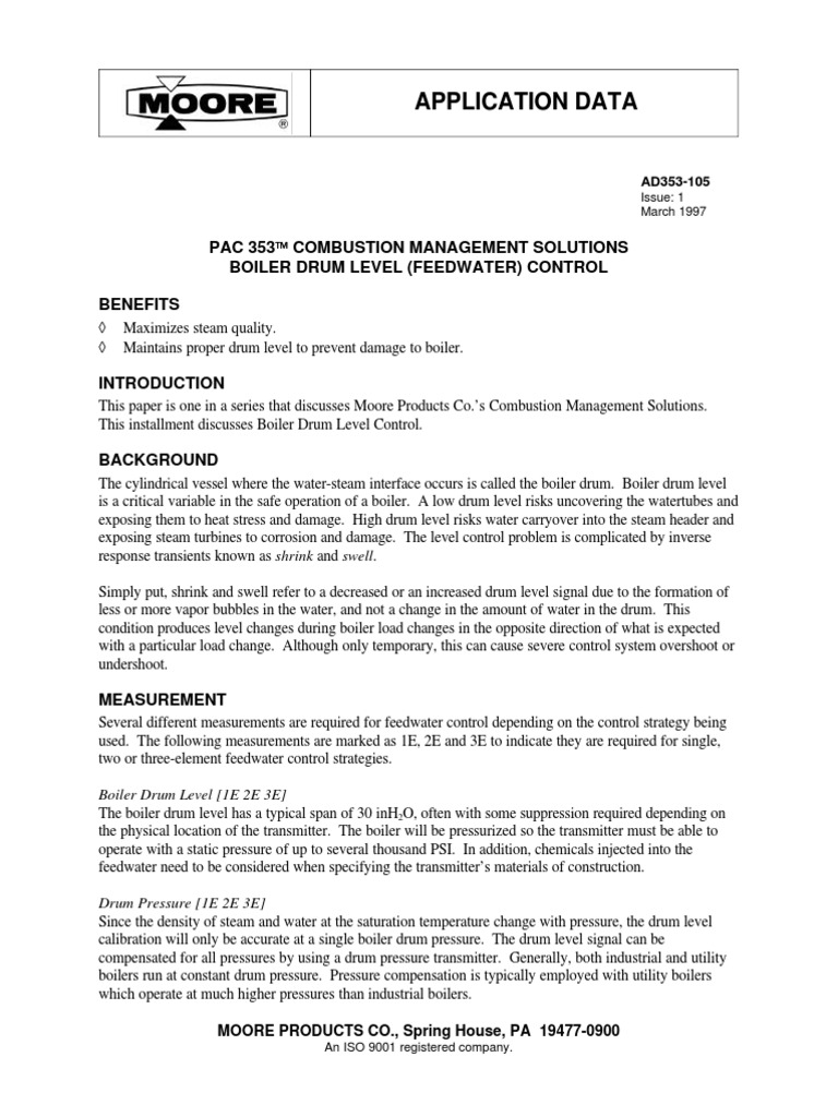 Three Element Control Loop | PDF | Boiler | Steam
