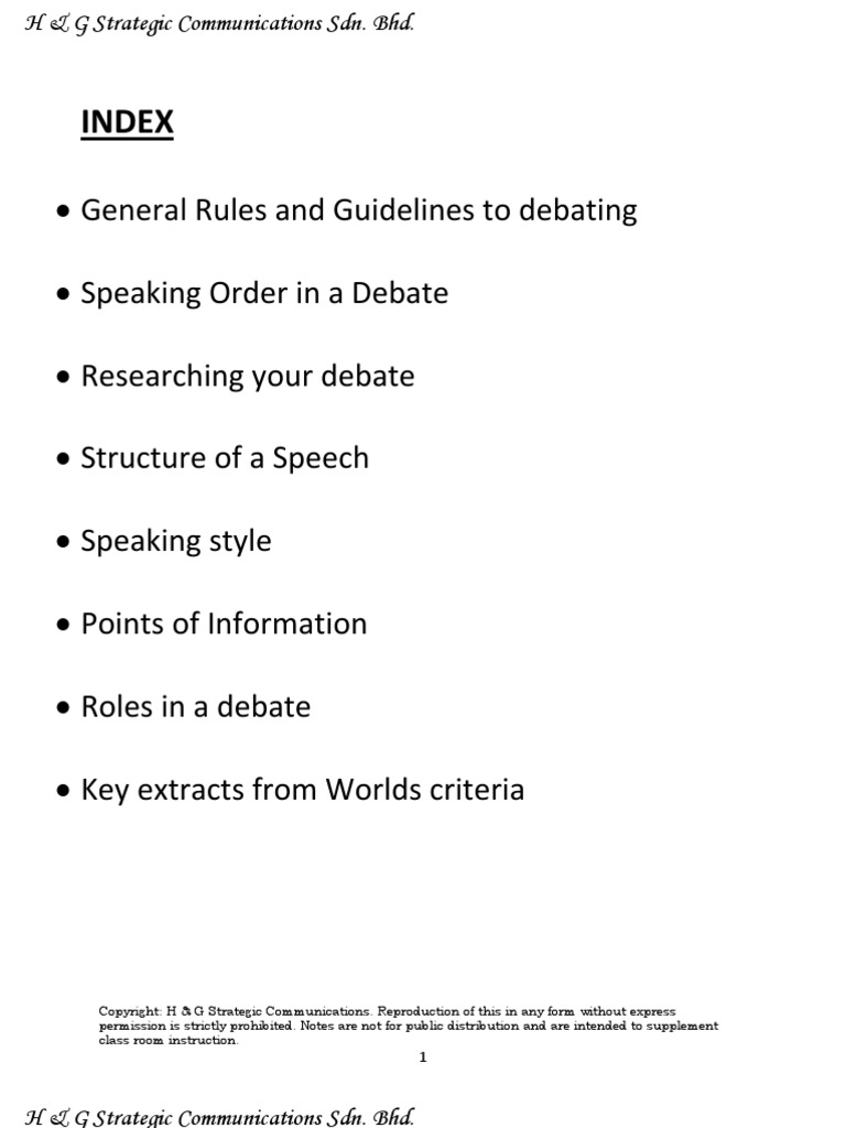 General Rules and Guidelines To Debating | PDF | Public Speaking ...