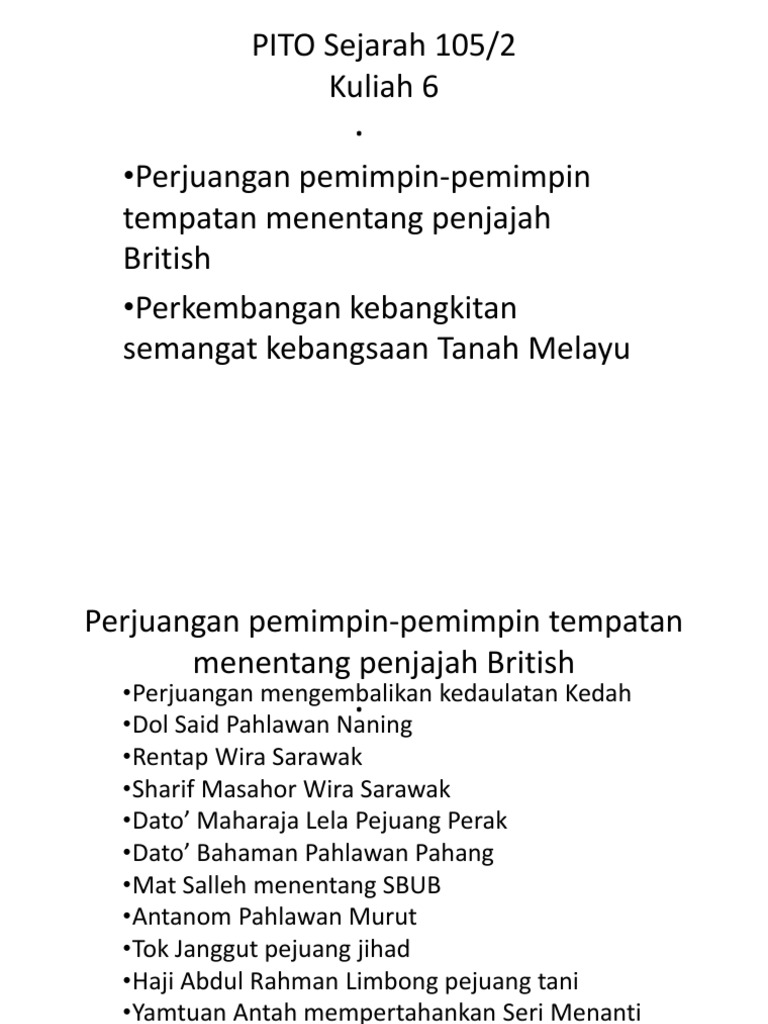 Perjuangan Pemimpin-Pemimpin Tempatan Menentang Penjajah British | PDF