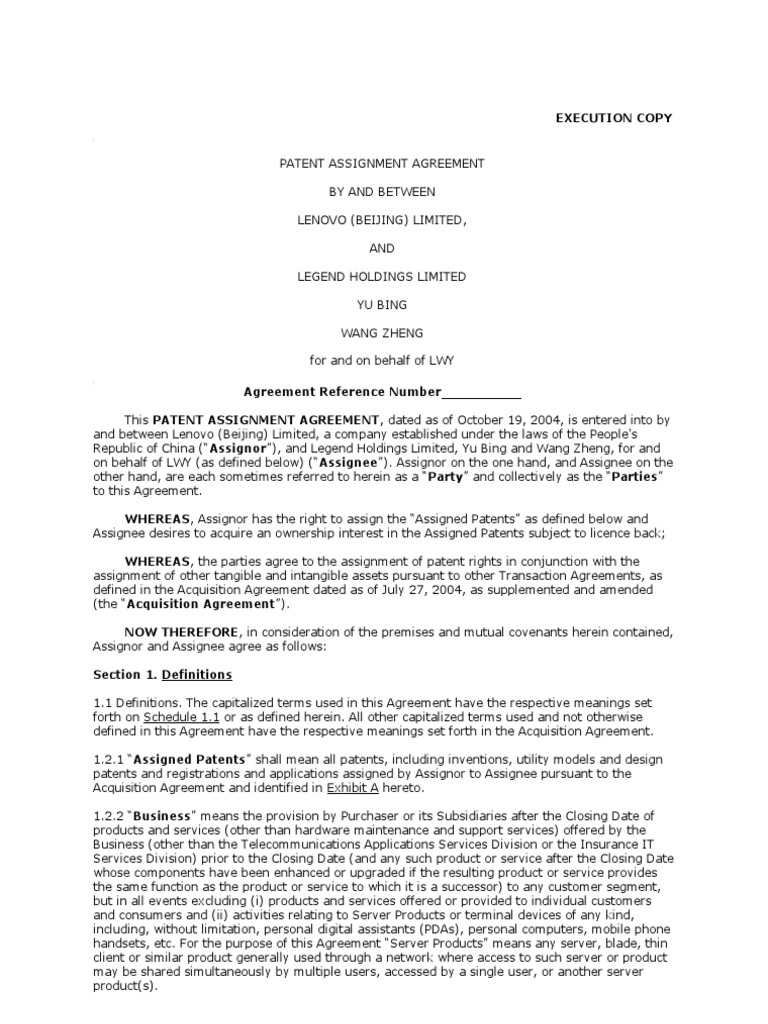 Sample Contract - Patent Transfer Agreement | PDF | Assignment (Law ...