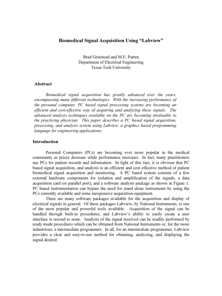 Biomedical Signal Acquisition and Analysis | PDF