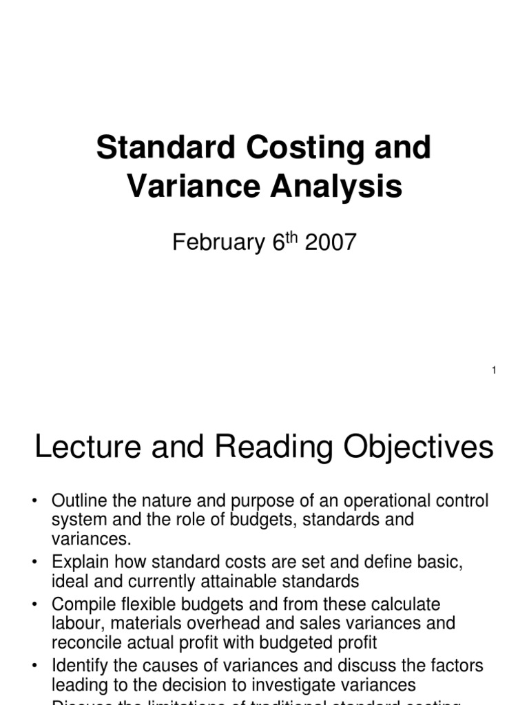 Standard Costing and Variance Analysis | PDF | Profit (Accounting ...