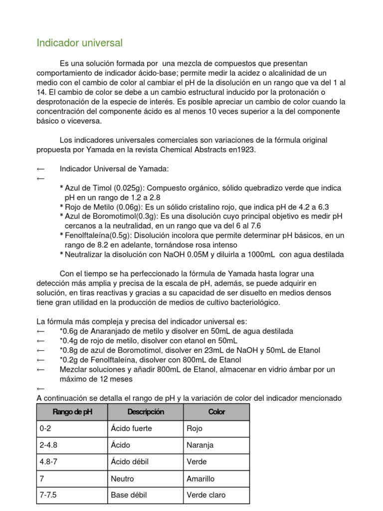 Indicador Universal | PDF | Ph | Ciencias fisicas