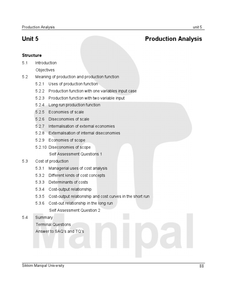 Unit 5 Production Analysis: Structure | PDF | Production Function ...