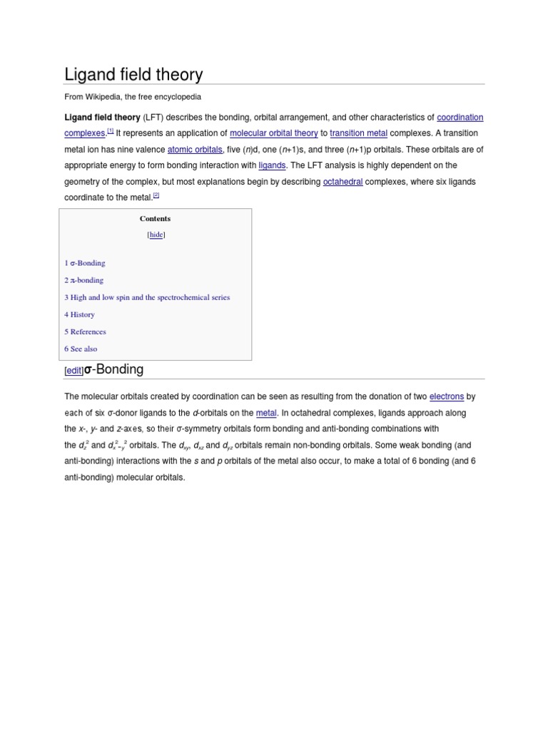 An Overview of Ligand Field Theory: Describing the Bonding, Orbital ...