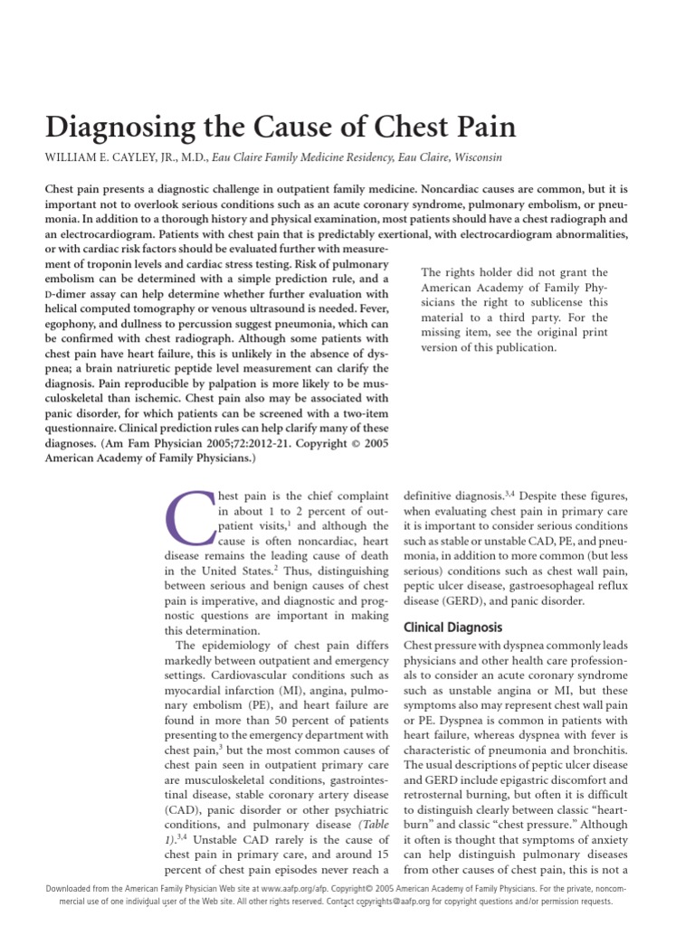 Chest Pain | PDF | Angina Pectoris | Myocardial Infarction