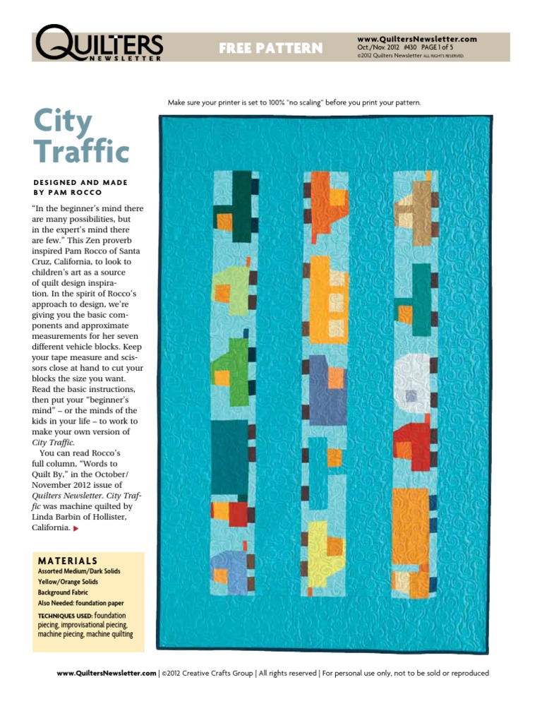 Quilt City Traffic | PDF | Seam (Sewing) | Quilting