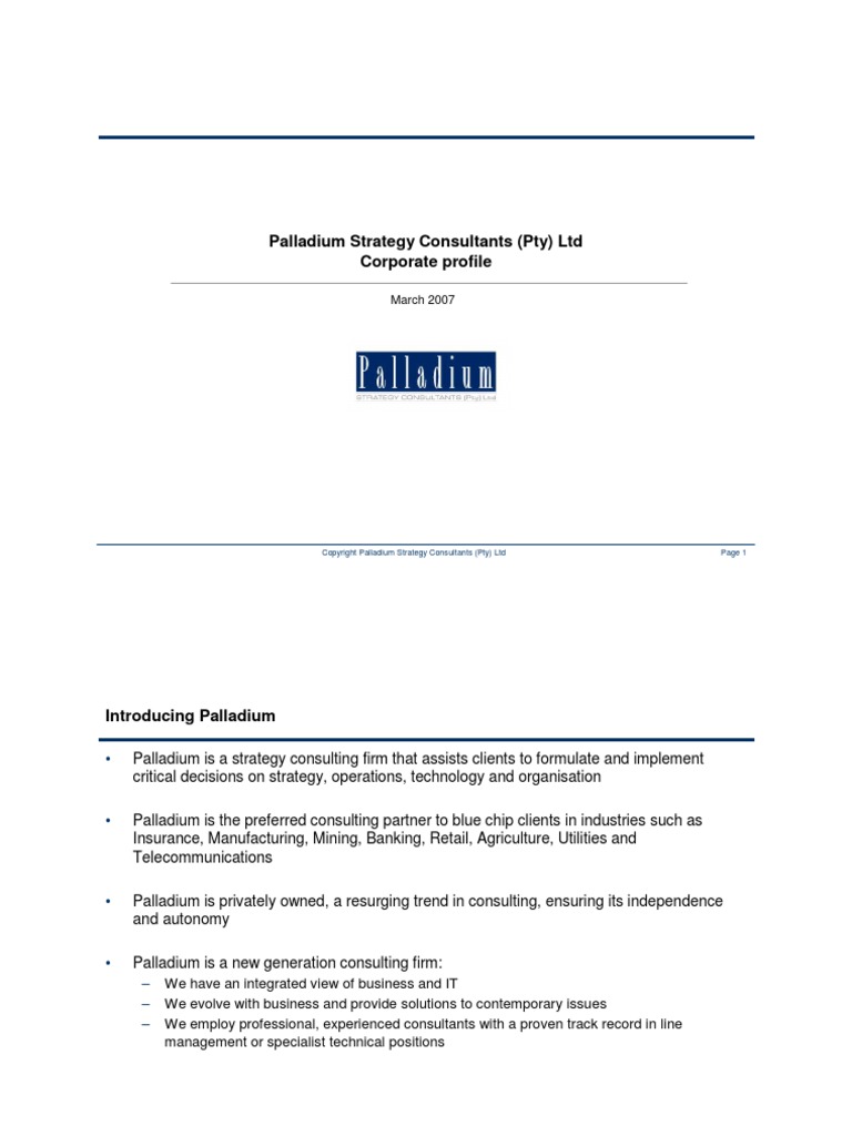 Palladium Profile | PDF | Strategic Management | Supply Chain Management