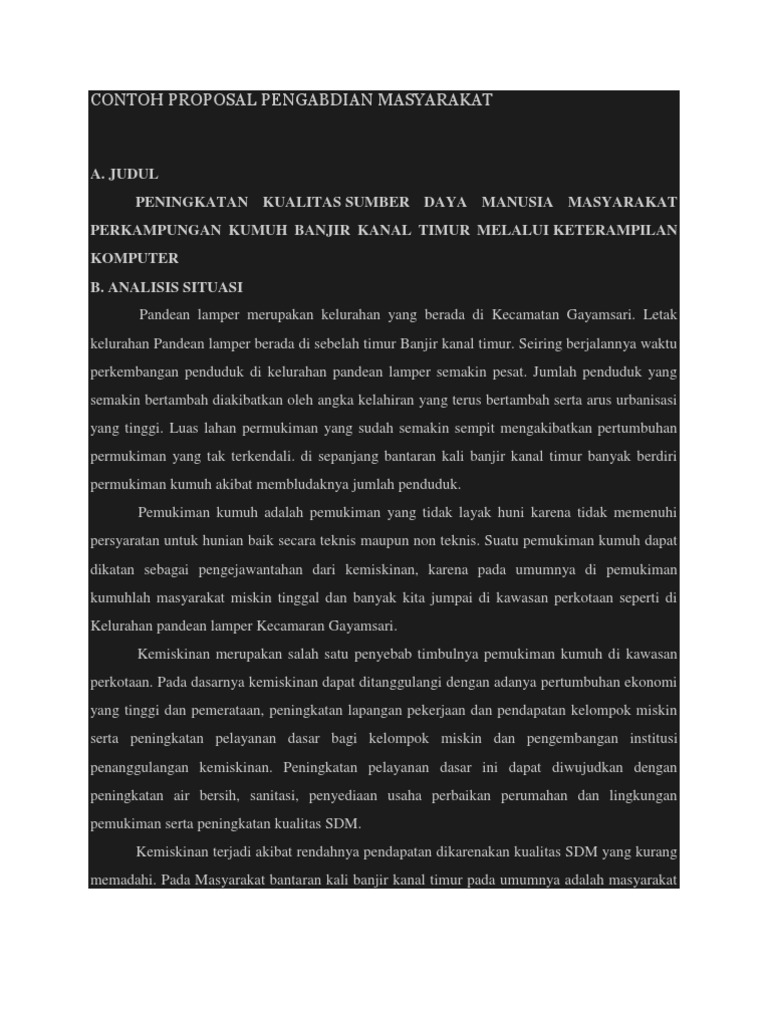 Contoh Proposal Pengabdian Masyarakat | PDF