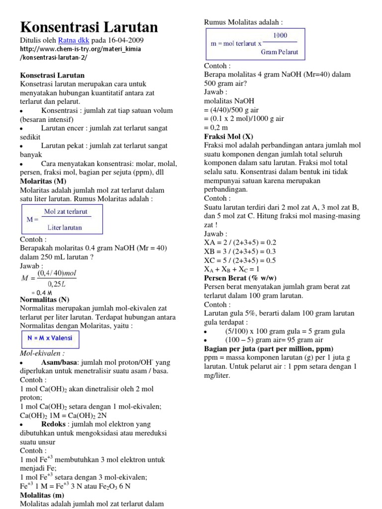 Konsentrasi Larutan | PDF