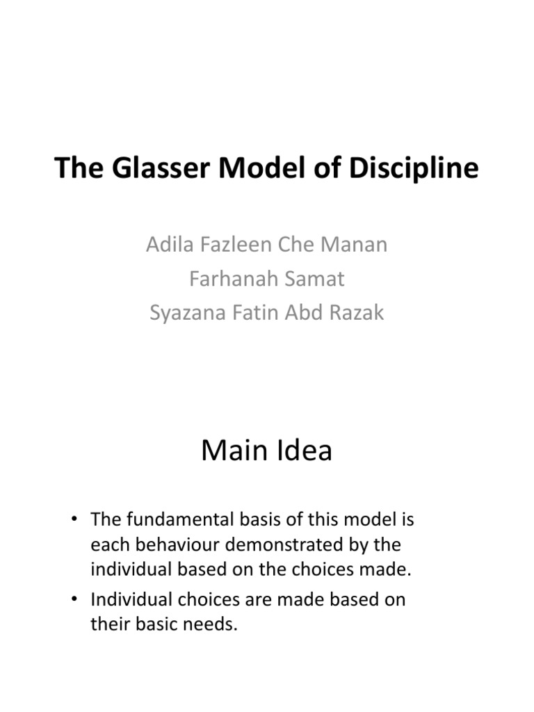The Glasser Model of Student Choice and Needs | PDF | Classroom | Teachers