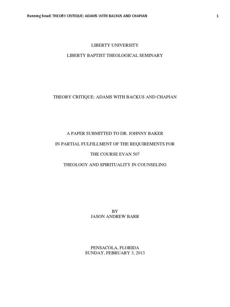 Theory Critique Adams With Backus Chapian | PDF | Emotions | God