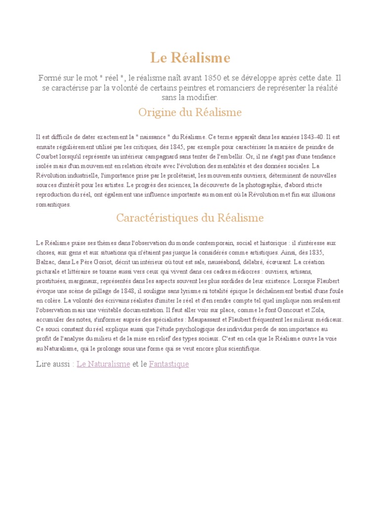 Le Réalisme | PDF | Classiques