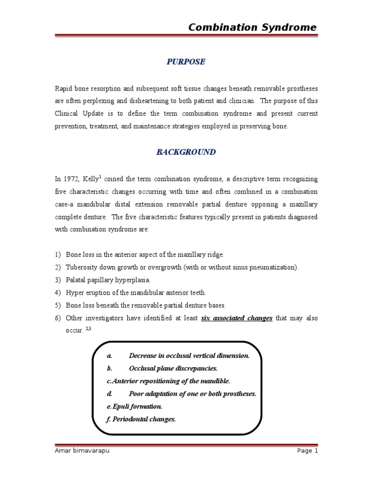 Combination Syndrome | PDF | Dentures | Mouth