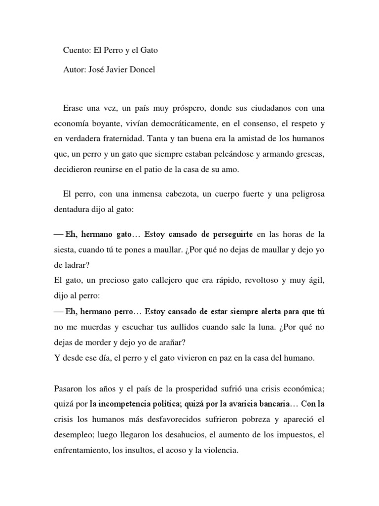 CUENTO: El Perro y El Gato