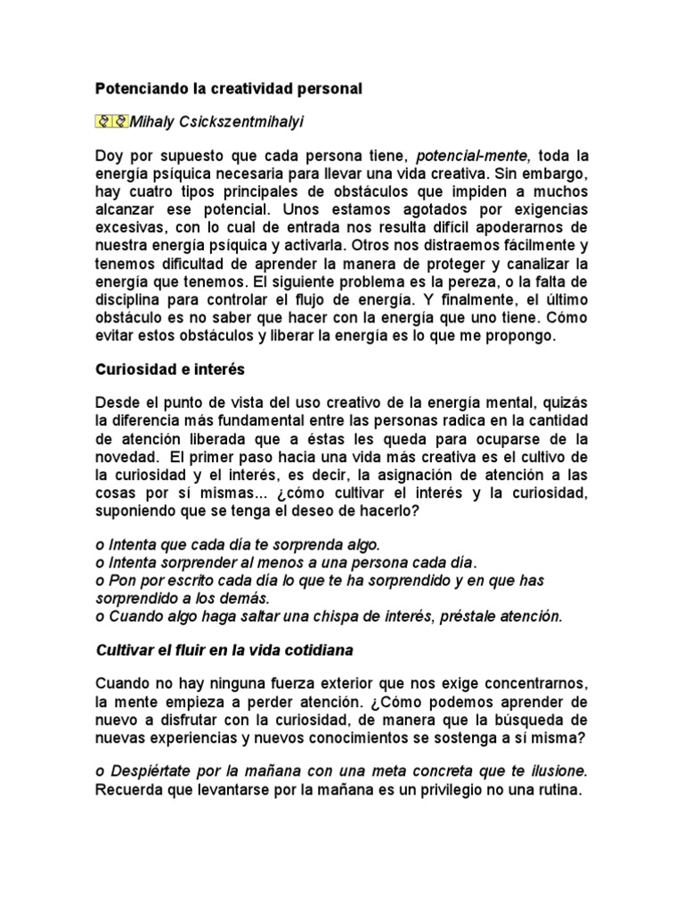 Potenciando La Creatividad Personal | PDF | Creatividad | Cociente de ...