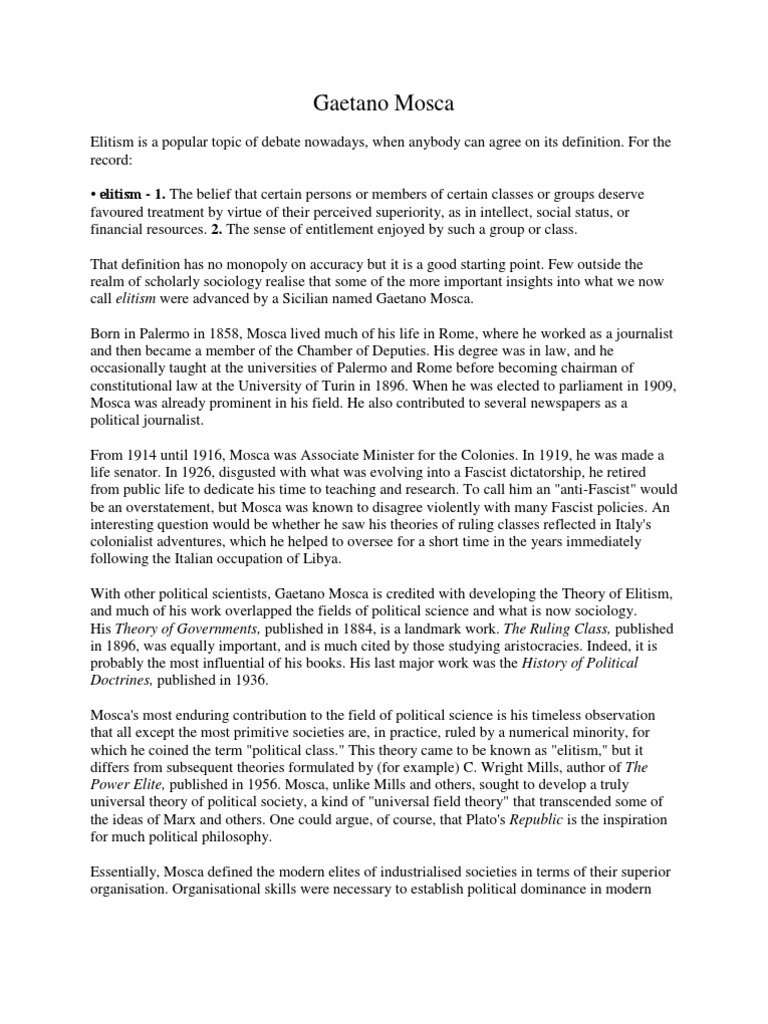 Gaetano Mosca | PDF | Philosophical Movements | Political Theories