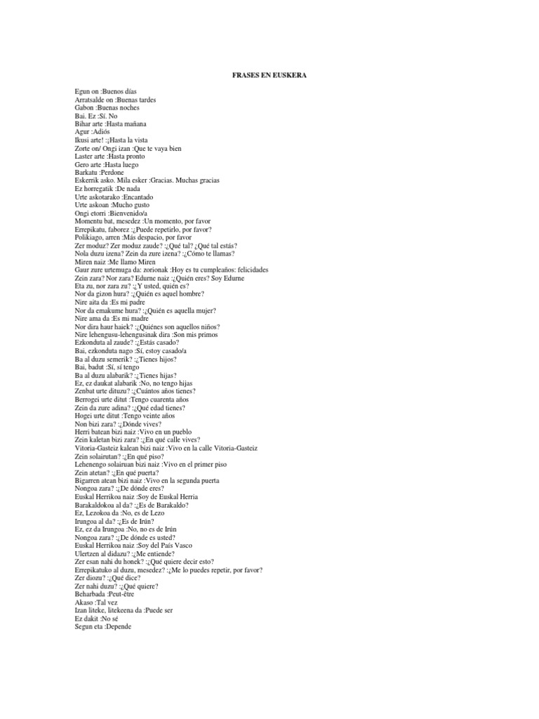 Frases en Euskera