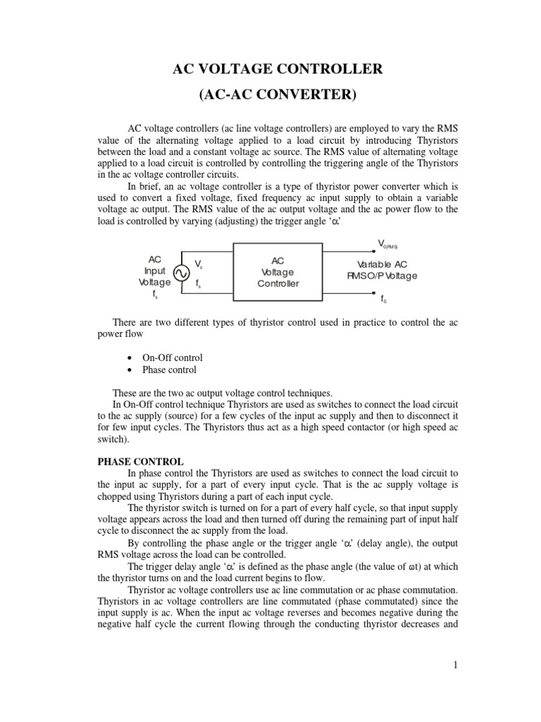 AC Voltage Controller Overview and Applications | PDF | Root Mean ...