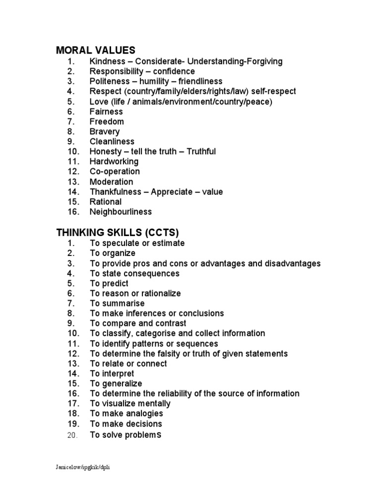 Moral Values & Ccts | PDF