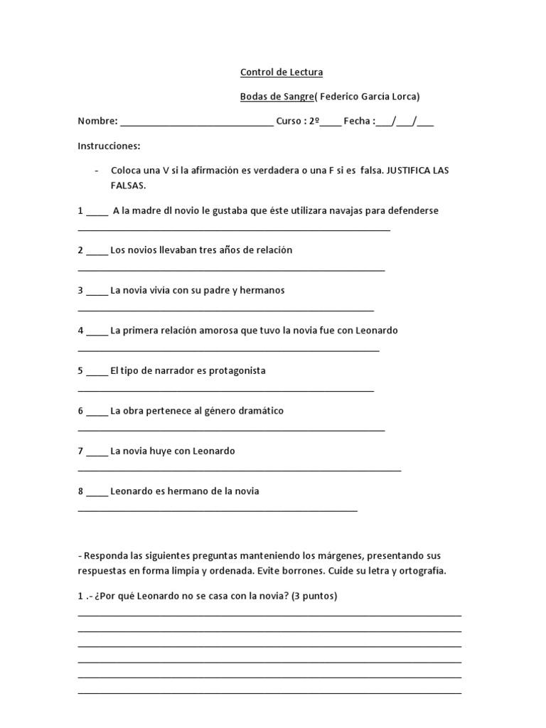 Bodas de Sangre Prueba | PDF