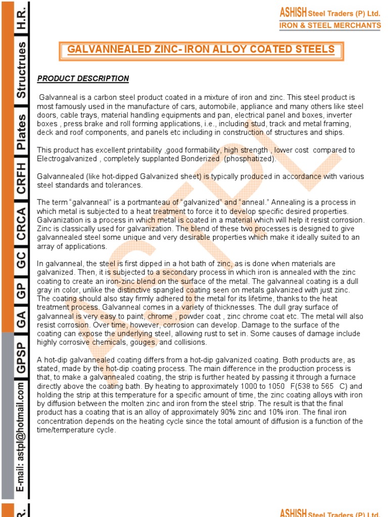 Galvannealed Ga Galvanealed Zinc Fe Zinc Ro Zinc Iron Alloy A Practical ...
