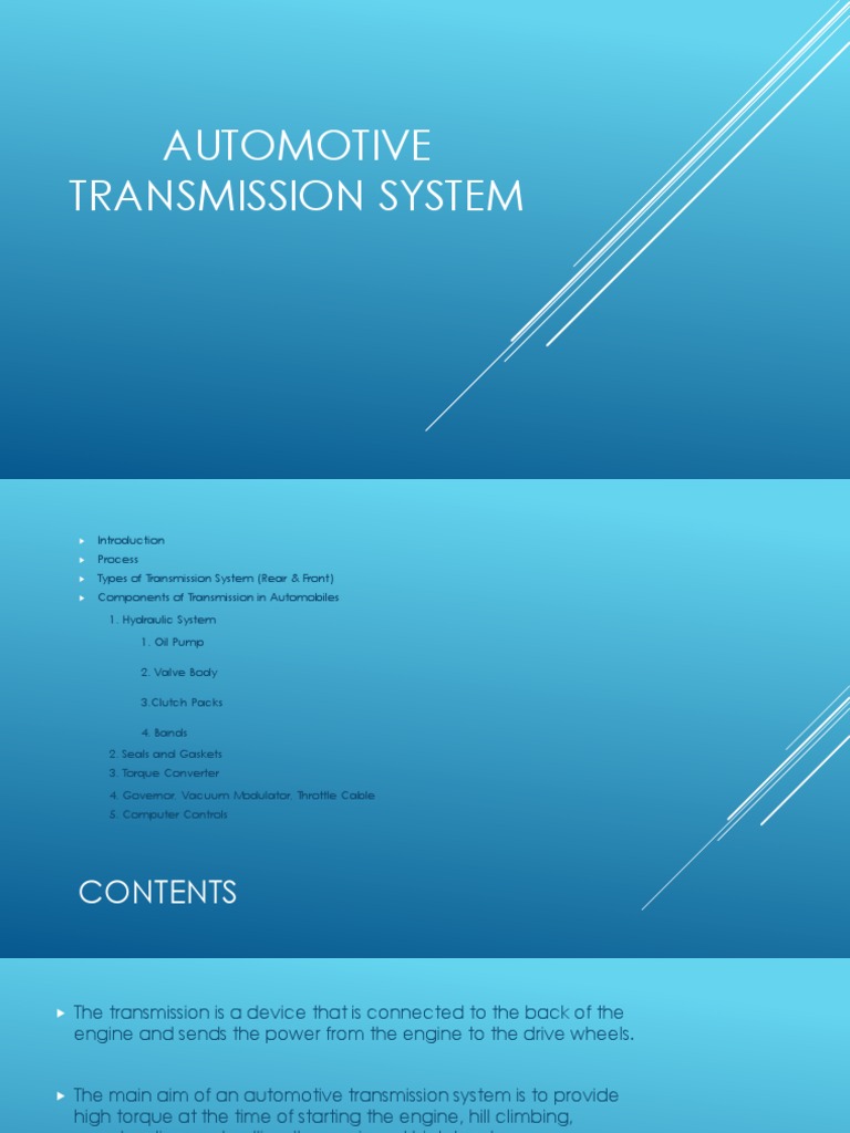 Automotive Transmission System | PDF | Transmission (Mechanics) | Clutch