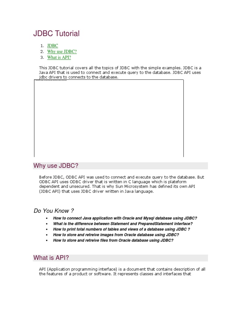 Jdbc Tutorial Information Retrieval Computer Engineering