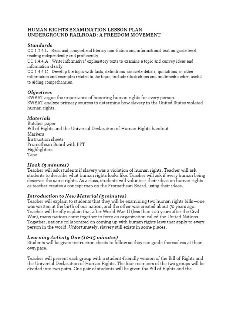 Human Rights Lesson Plan | PDF | Human Rights | Lesson Plan