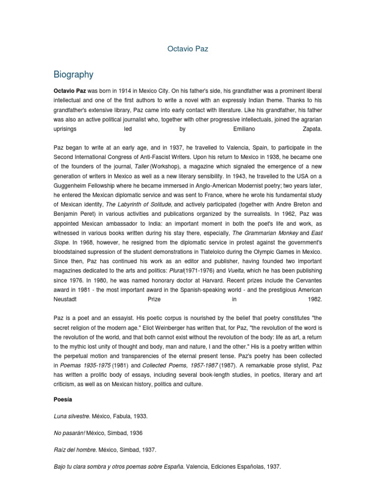 Octavio Paz | PDF | Poetry