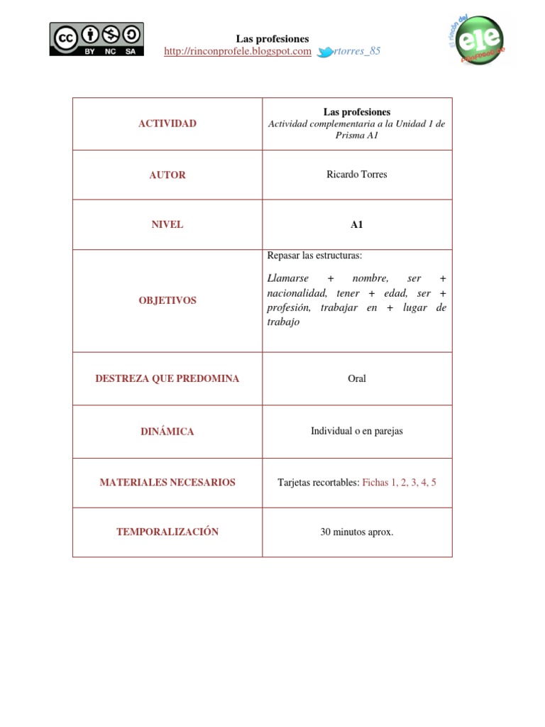 Las Profesiones (A1) | PDF | Ocio