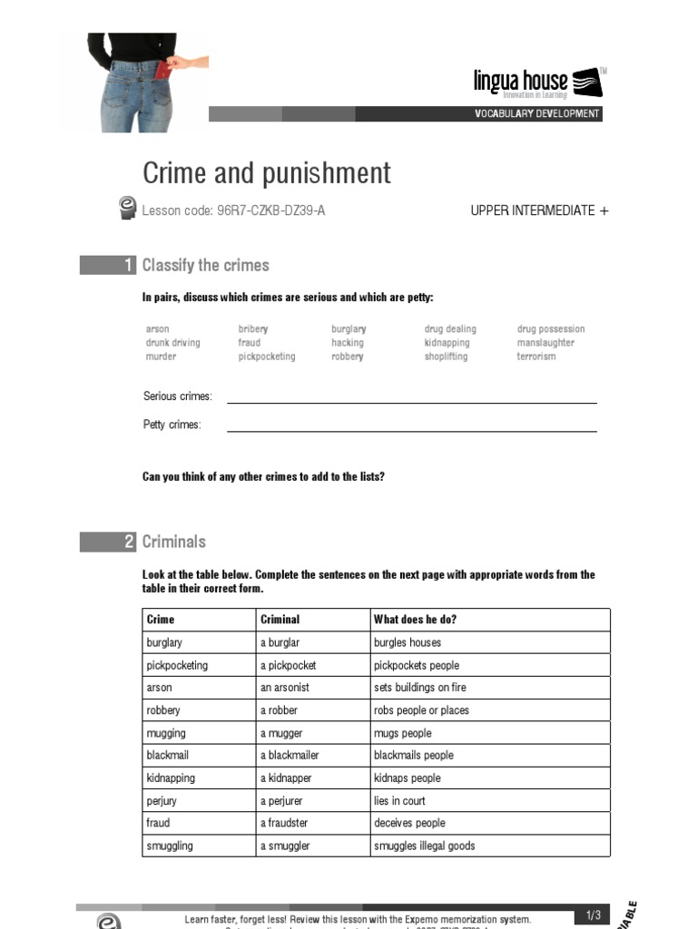 Crime and Punishment: A Lesson on Classifying Crimes, Criminals, Court ...