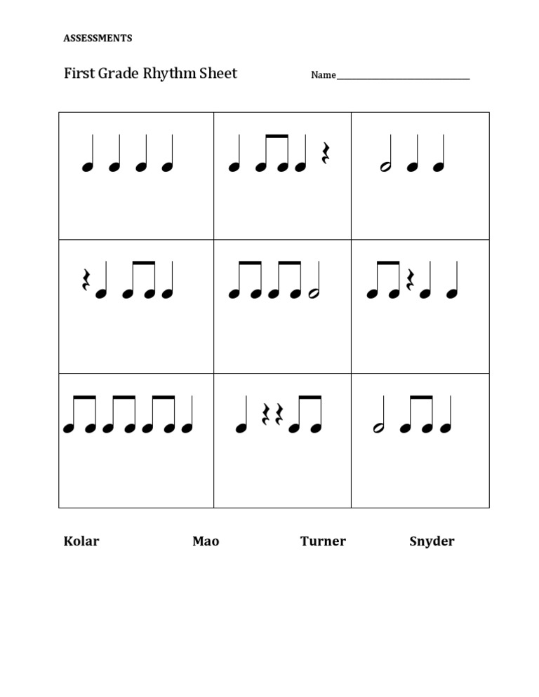 First Grade Rhythm Assessment Sheet | PDF