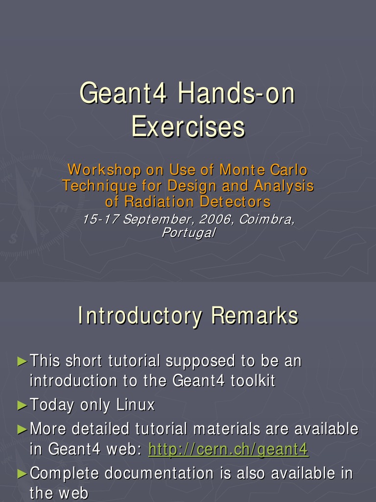 Geant4 Exercises | PDF | Electronvolt | Gamma Ray