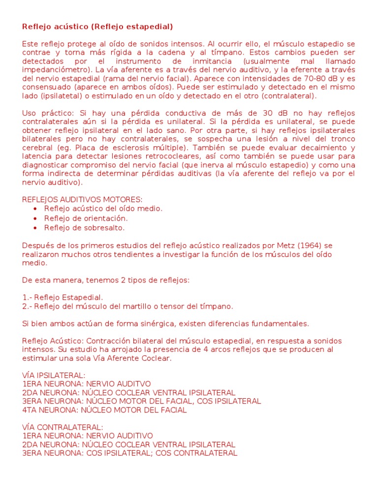 Reflejo acústico | PDF | Nervio | Neurona