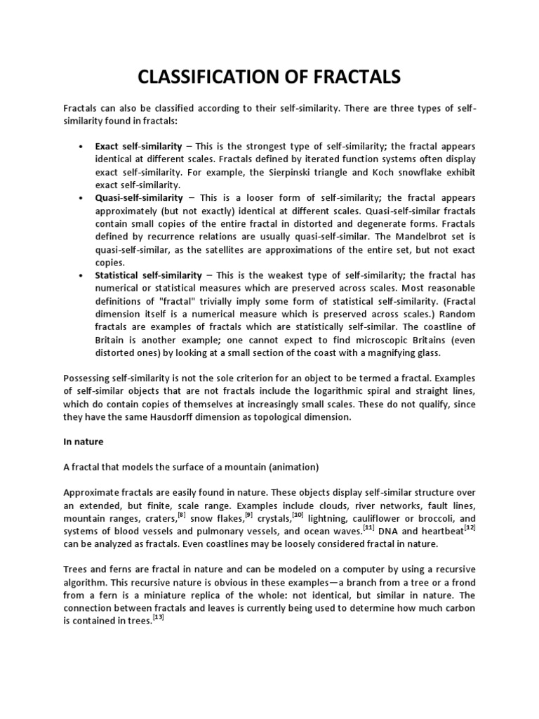 Classification of Fractals | PDF | Fractal | Chaos Theory