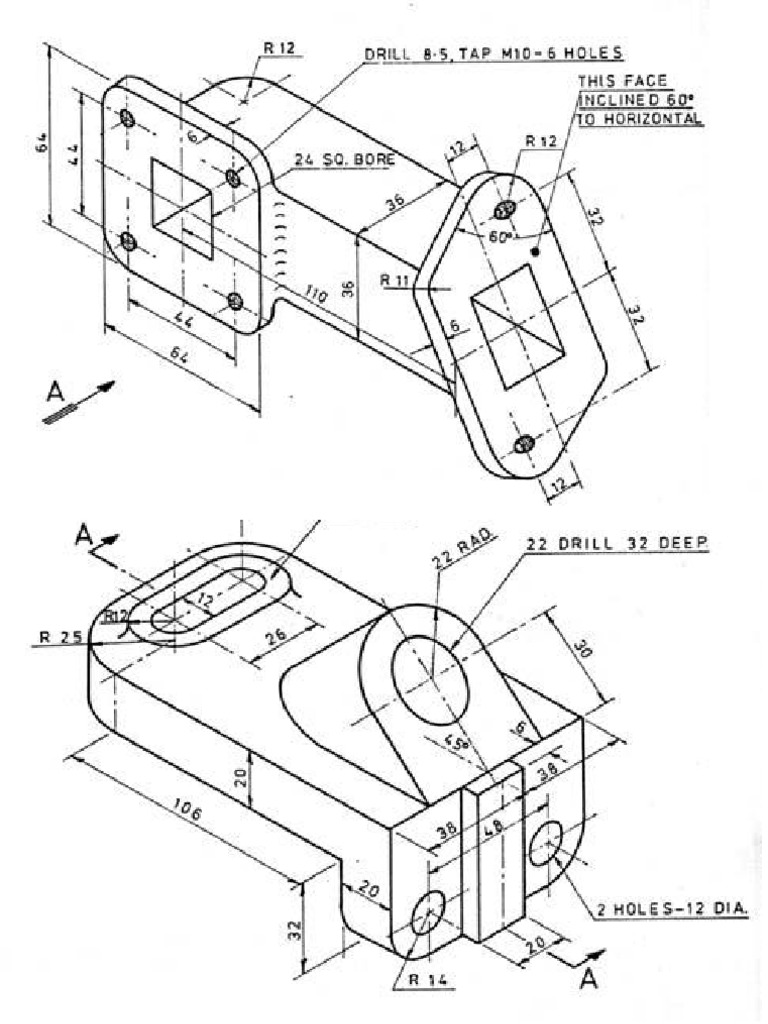 Latihan Gamtek-Potongan, Tampak Khusus-2d3d | PDF
