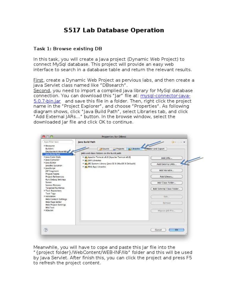 S517 Lab Database Operationlab5 | PDF | Java (Programming Language) | Sql