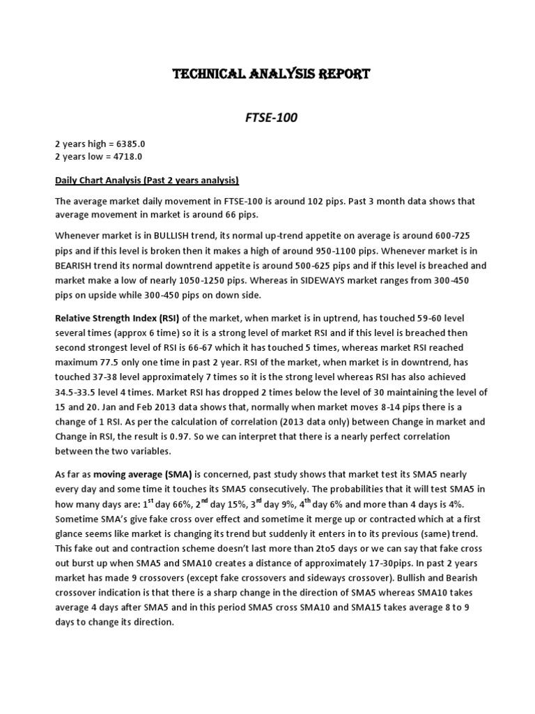 Technical Analysis FTSE-100 | PDF | Financial Economics | Financial Markets